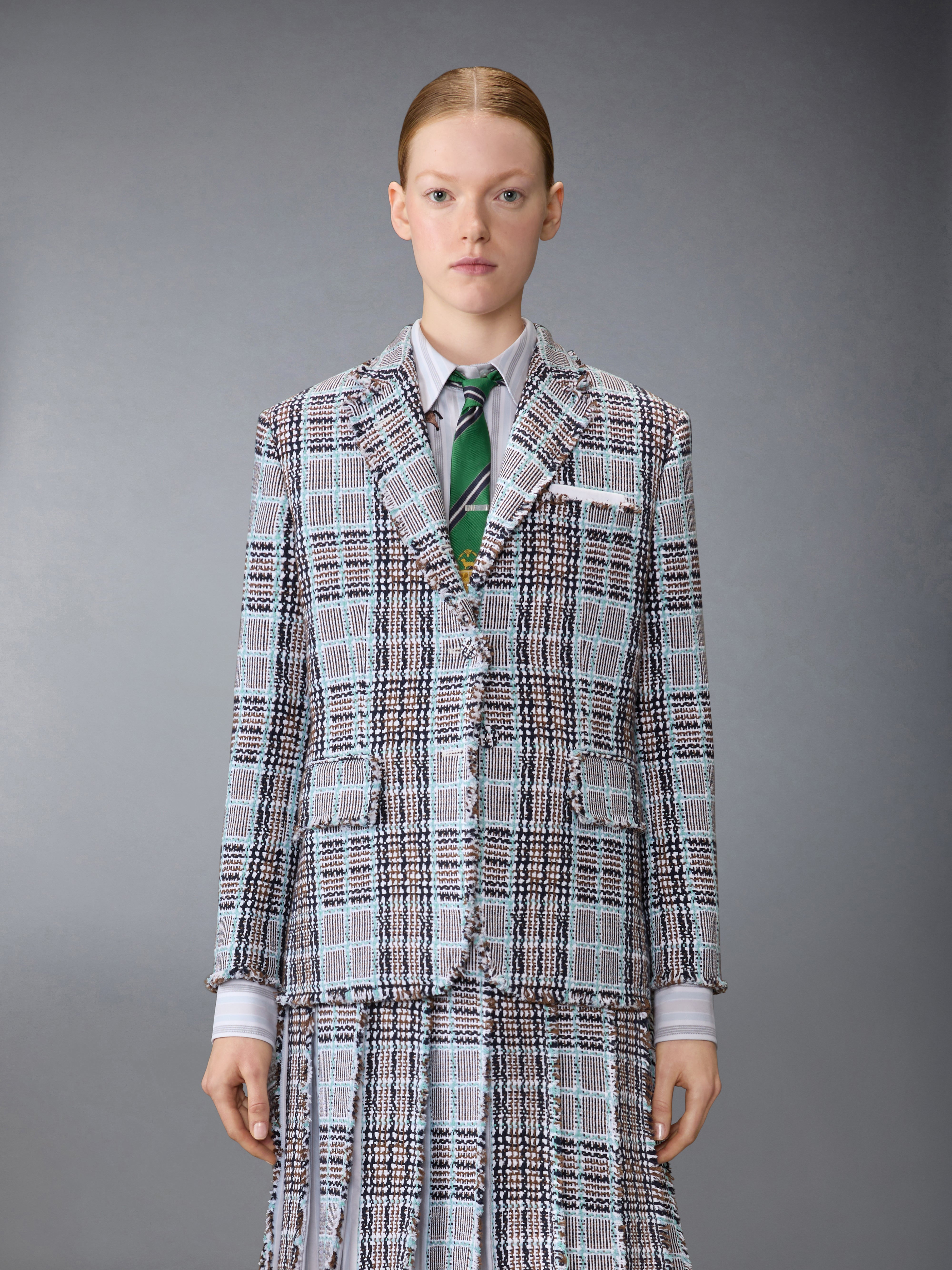Frayed Plaid Check Summer Tweed Sportcoat & Thom Browne