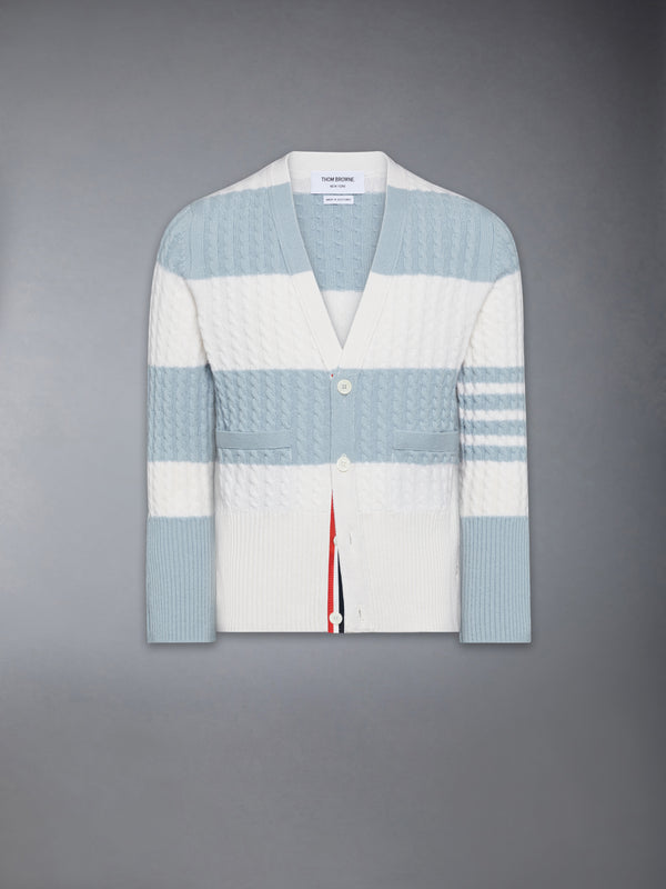 Cashmere Baby Cable Stitch 4-Bar Cardigan & Thom Browne