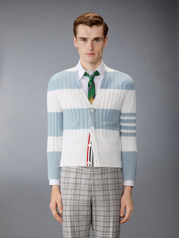 Cashmere Baby Cable Stitch 4-Bar Cardigan & Thom Browne