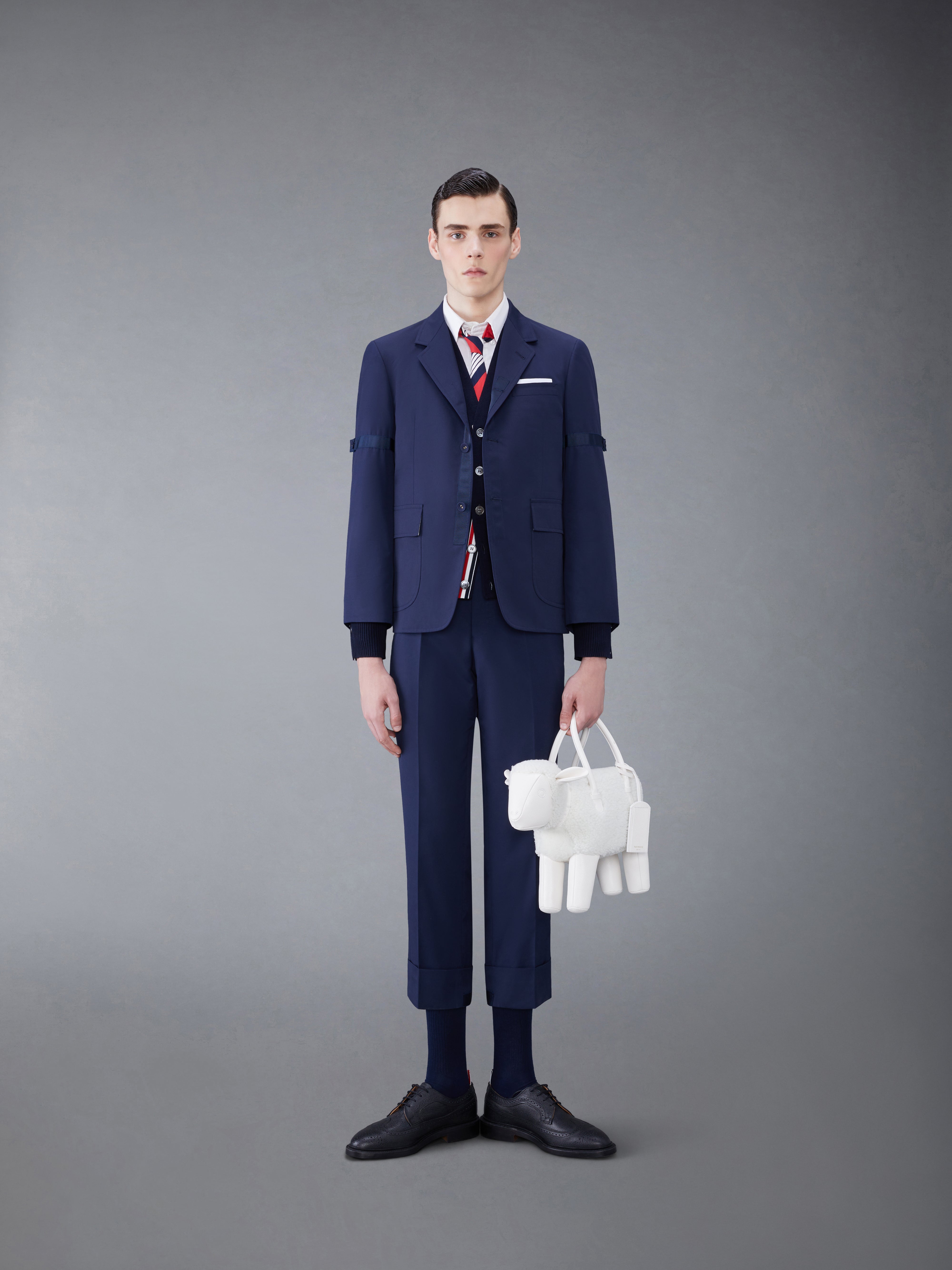 Typewriter Cloth Classic Backstrap Trouser | Thom Browne Typewriter Cloth Classic Backstrap Trouser | Thom Browne